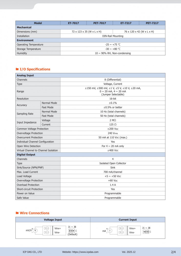 PET-7017 documentation page 2