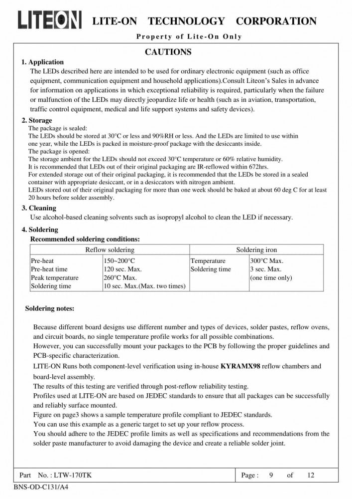 LTW-170TK datasheet page 10