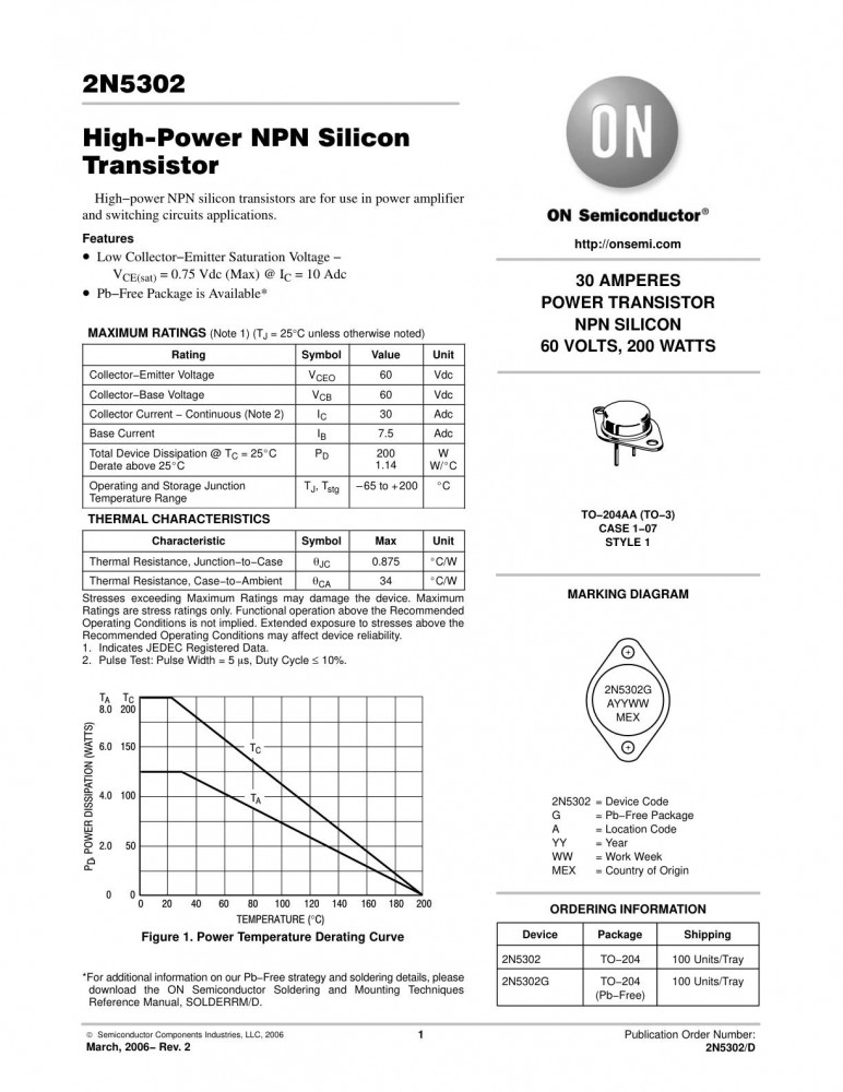 2N5302 technical document page 1