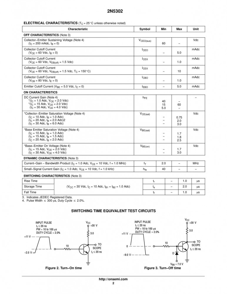 2N5302 technical document page 2