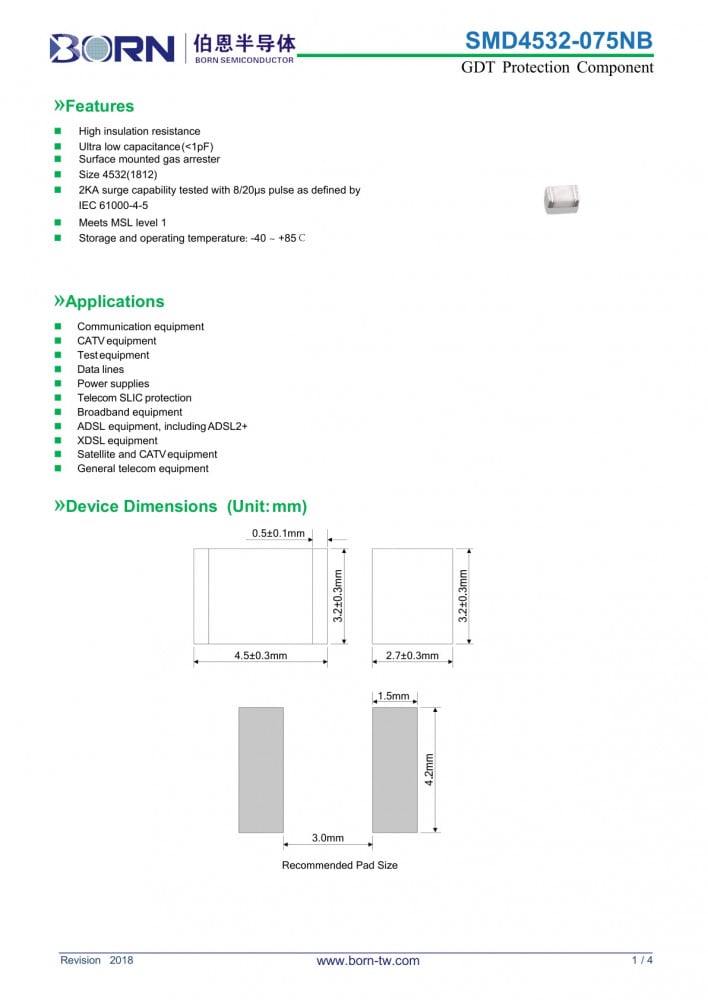 SMD4532-075NB datasheet page 1