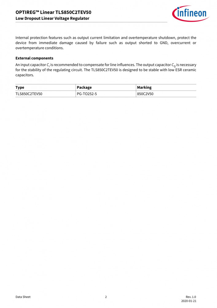 TLS850C2TEV50 datasheet page 2