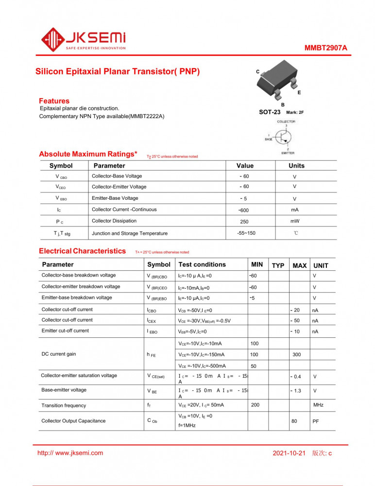 MMBT2907A datasheet page 1