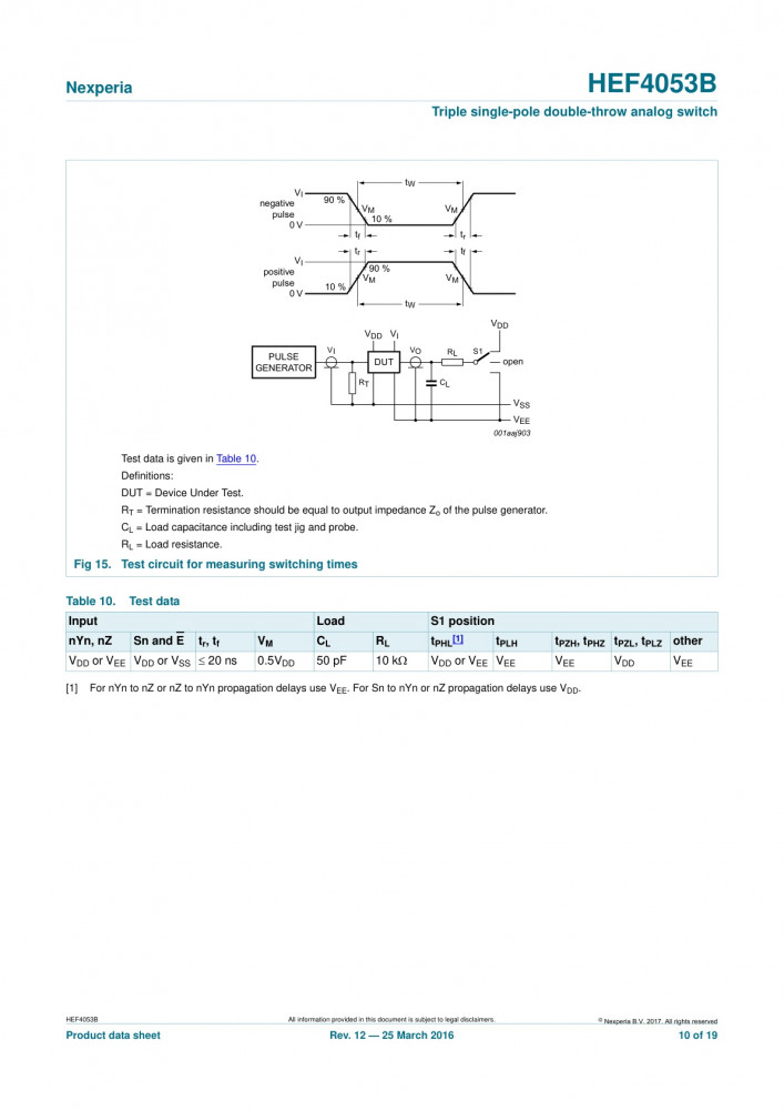 HEF4053B technical document page 10