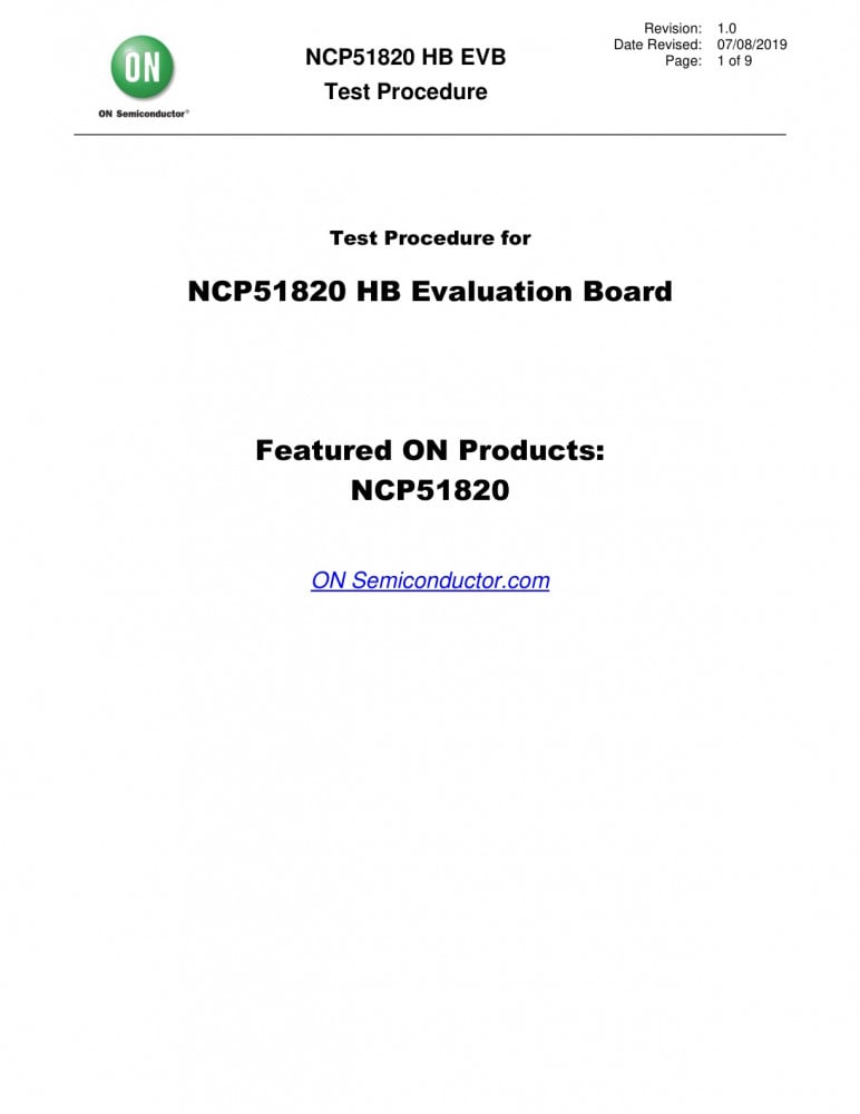 NCP51820 GAN evaluation board document page 1