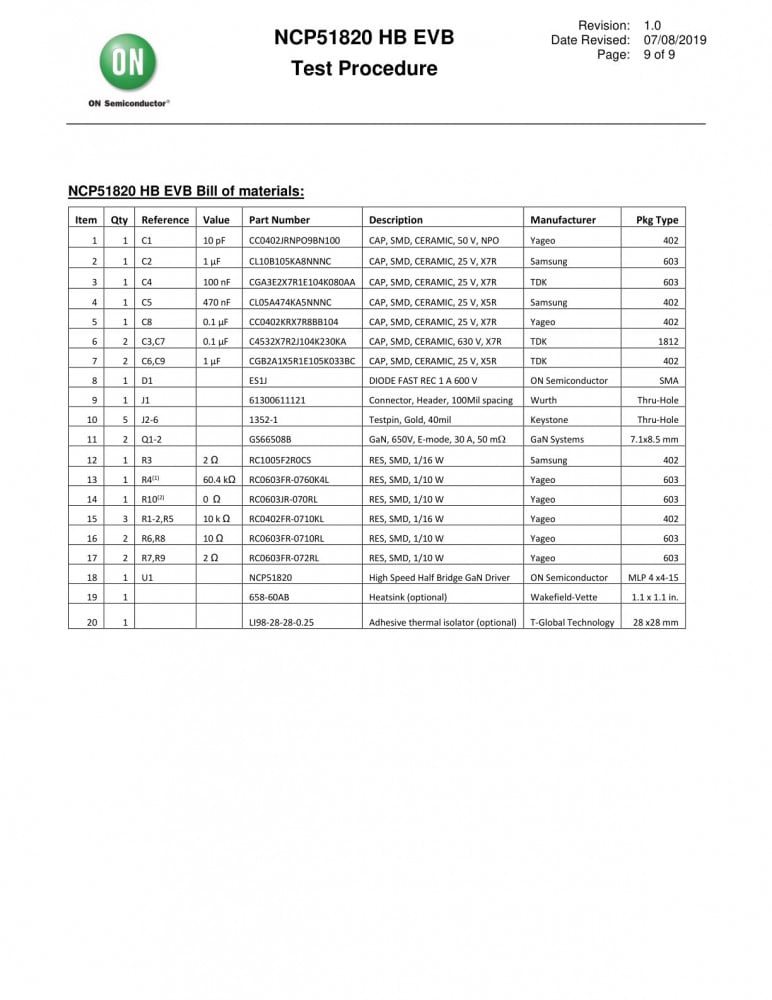 NCP51820 GAN evaluation board document page 9