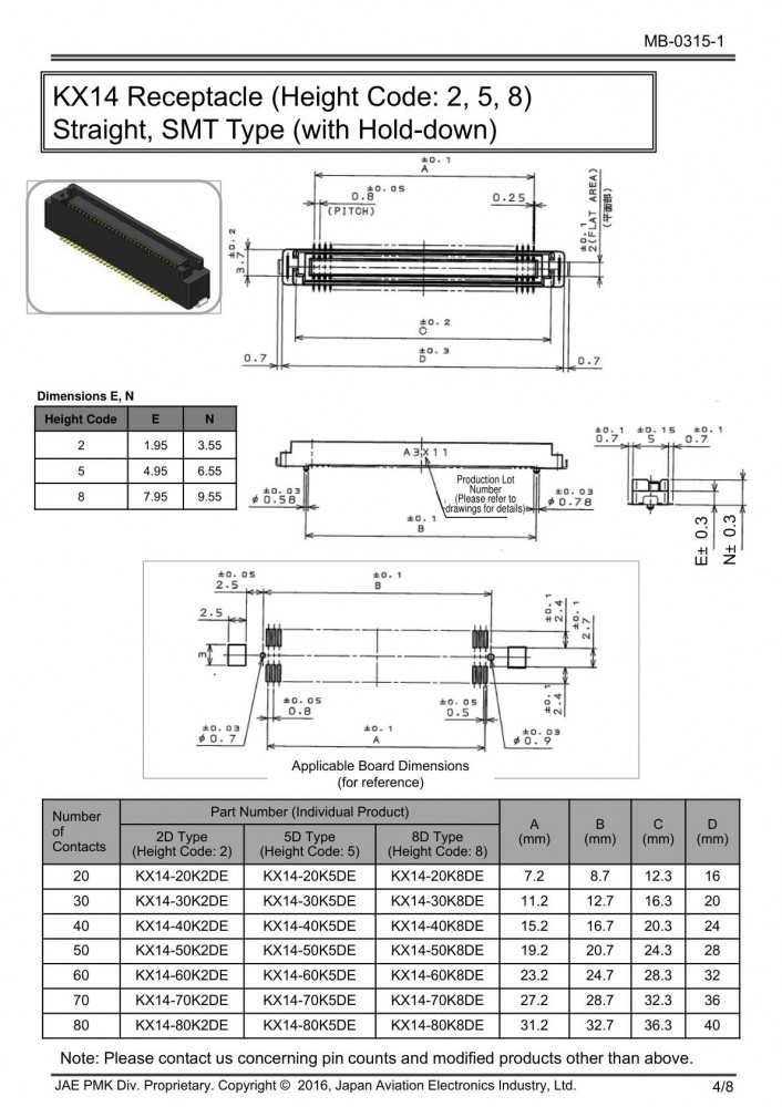 JAE KX14/15 Series document page 4