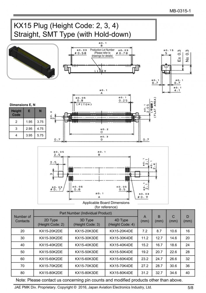 JAE KX14/15 Series document page 5