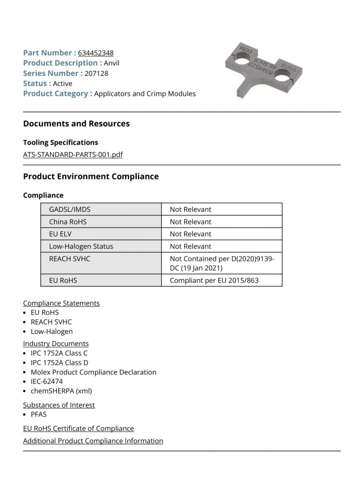 Molex tooling document image, page 1