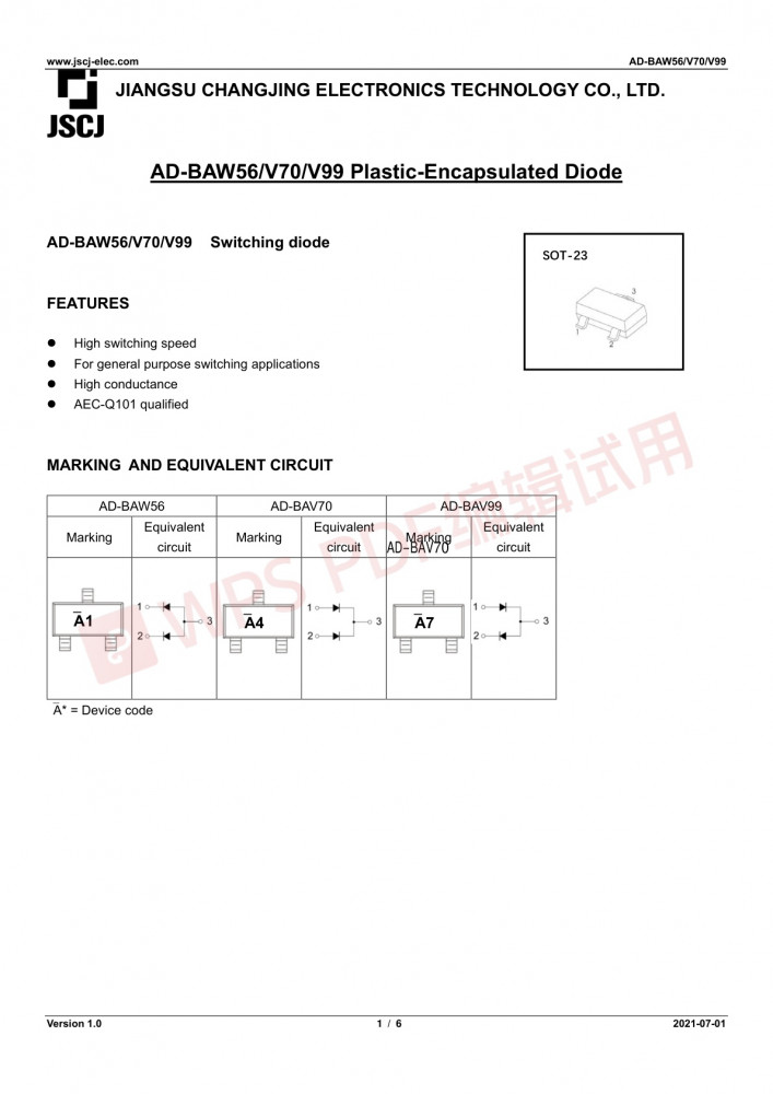 AD-BAV70 datasheet page 1