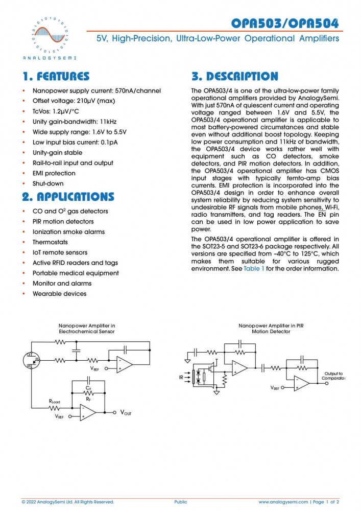 OPA504 datasheet page 1
