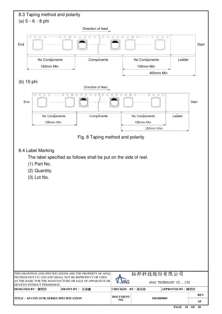 APAQ AV5K specification page 10