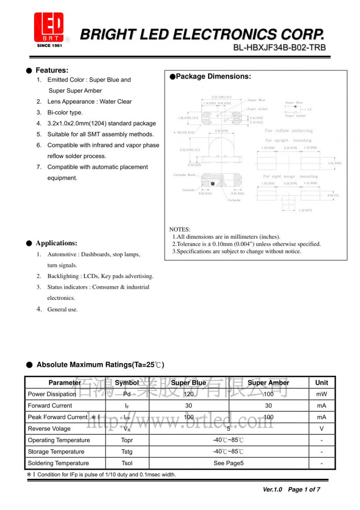 BL-HBXJF34B-B02-TRB datasheet page 1