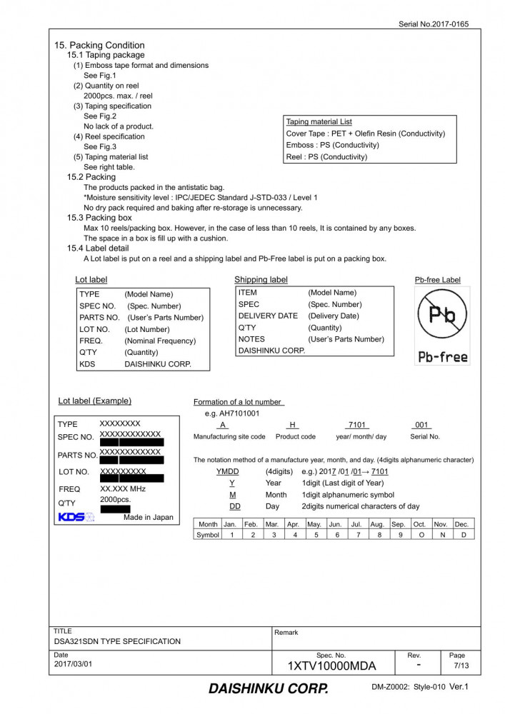 KDS 1XTV10000MDA specification page 8