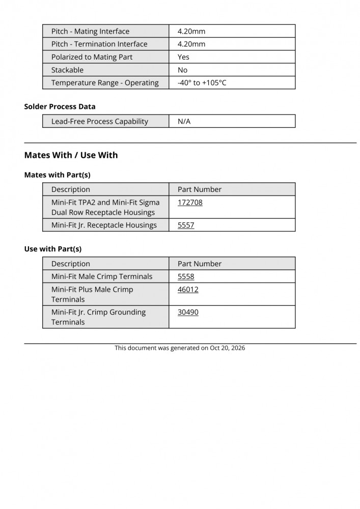 MOLEX Mini-Fit Plus HCS technical document page 3