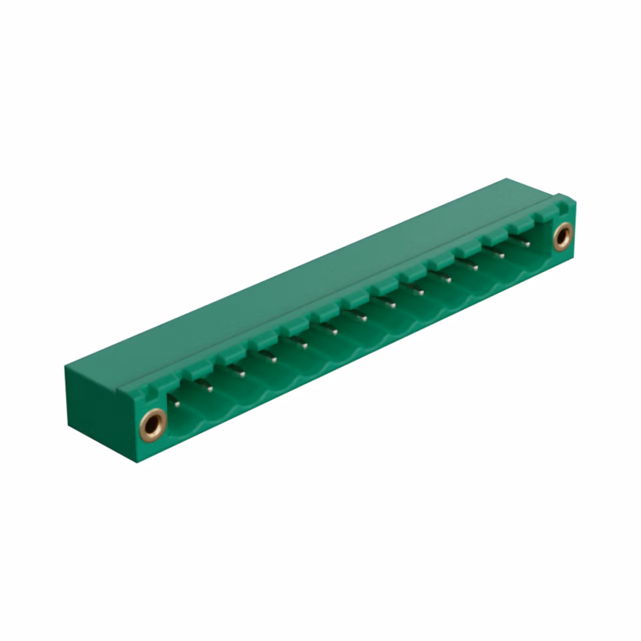 5.00mm Pitch Eurostyle Right-Angle PCB Header, with Threaded Retention Inserts, Green Housing, 13 Circuits for sale