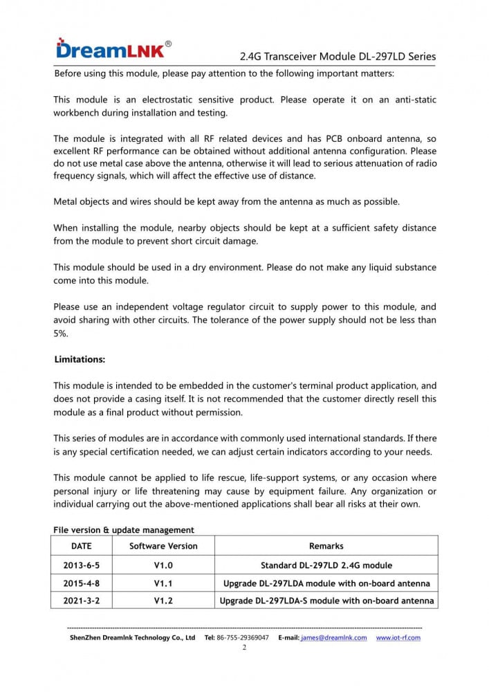 DL-297LDA-S datasheet page 2