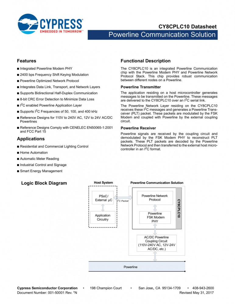 CY8CPLC10 document page 1
