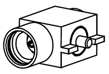 FAKRA Jack, Right-Angle, PCB Receptacle, Through Hole, Die Cast Body, Tin (Sn) Plated, Keying Code C, Tape and Reel, 50 Ohms