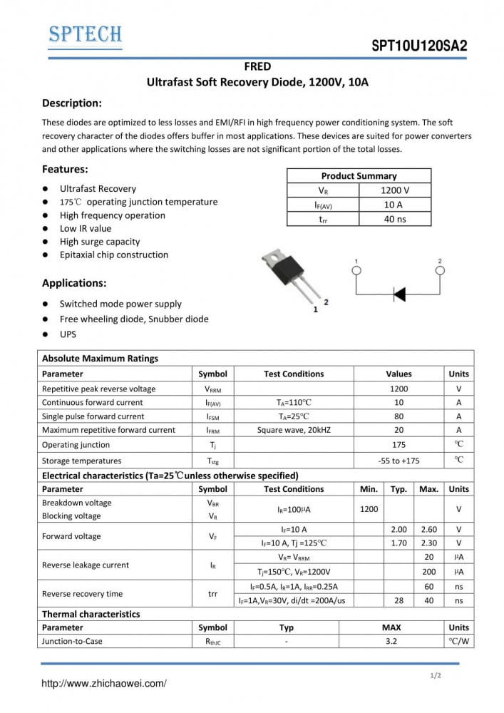 SPT10U120SA2 datasheet page 1