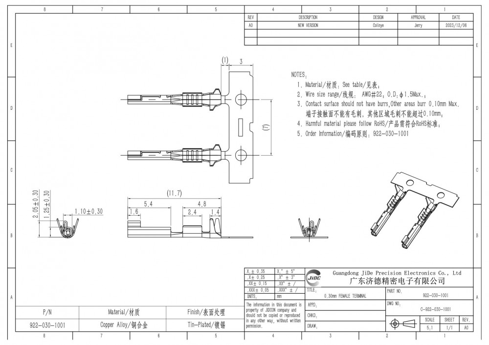 JIDC 922-030-1001 technical drawing preview
