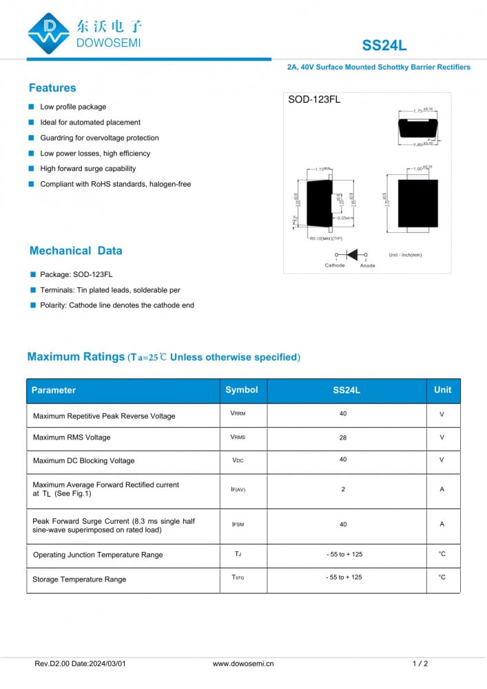 DOWO SS24L datasheet page 1