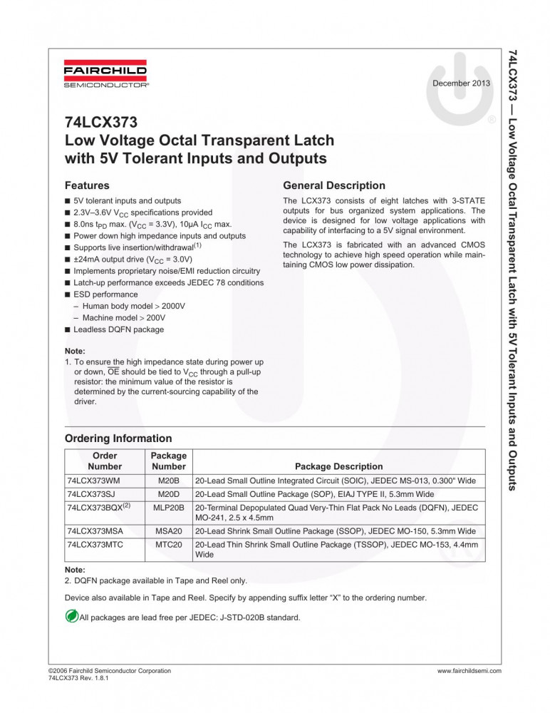 74LCX373 datasheet page 2