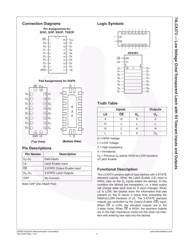 74LCX373 datasheet page 3