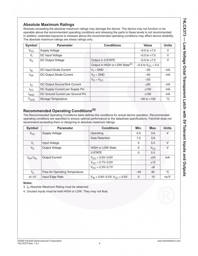 74LCX373 datasheet page 5