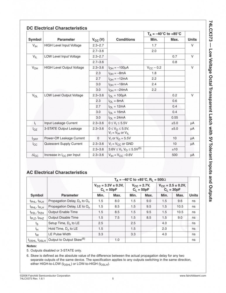 74LCX373 datasheet page 6