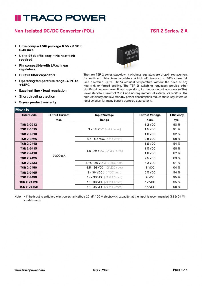 TSR 2-0525 technical document page 1