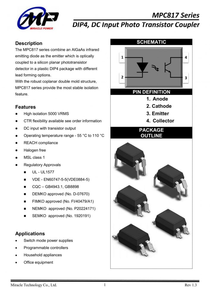 MPC817 datasheet page 1