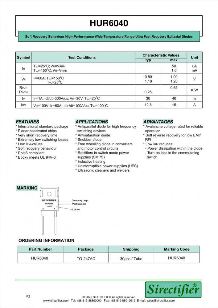 HUR6040 datasheet page 2