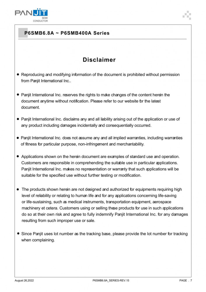 PANJIT P6SMB series datasheet page 6