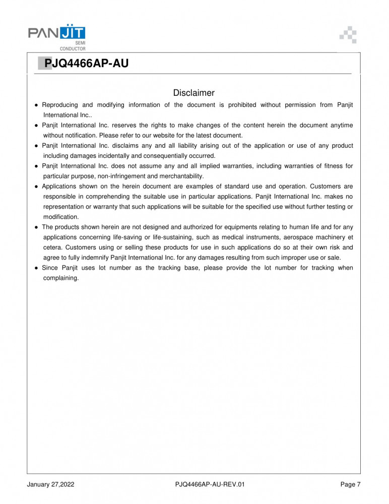 PJQ4466AP-AU datasheet page 7