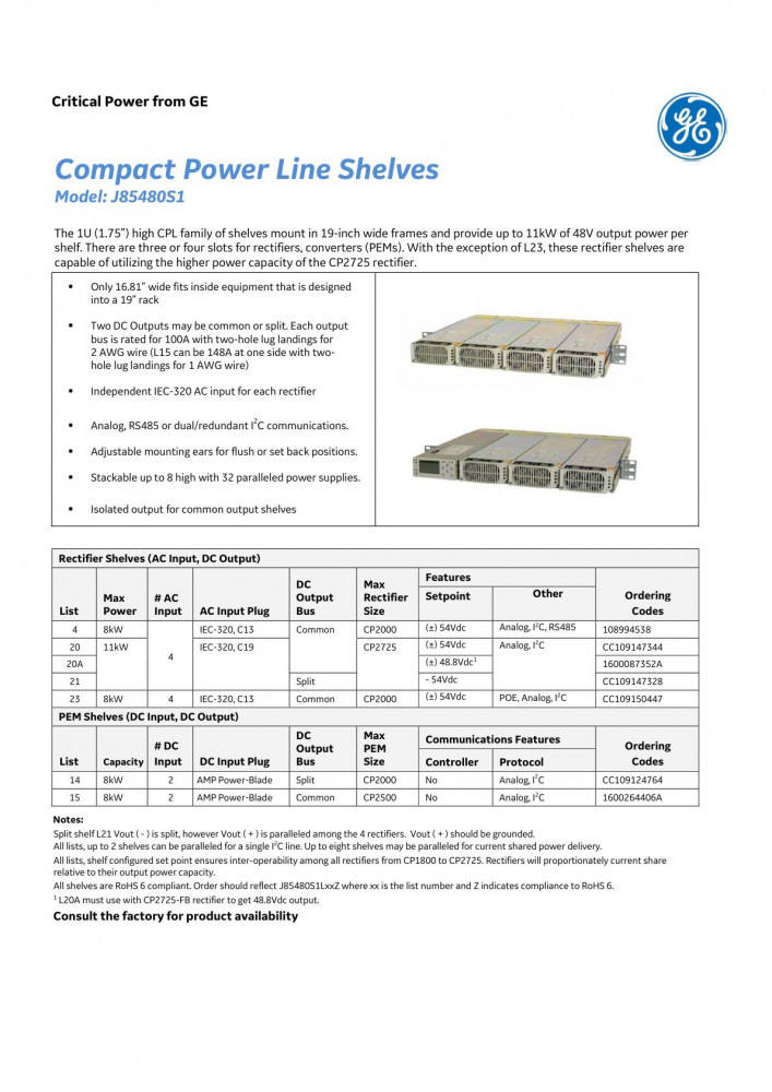 ABB J85480S1 technical document page 1