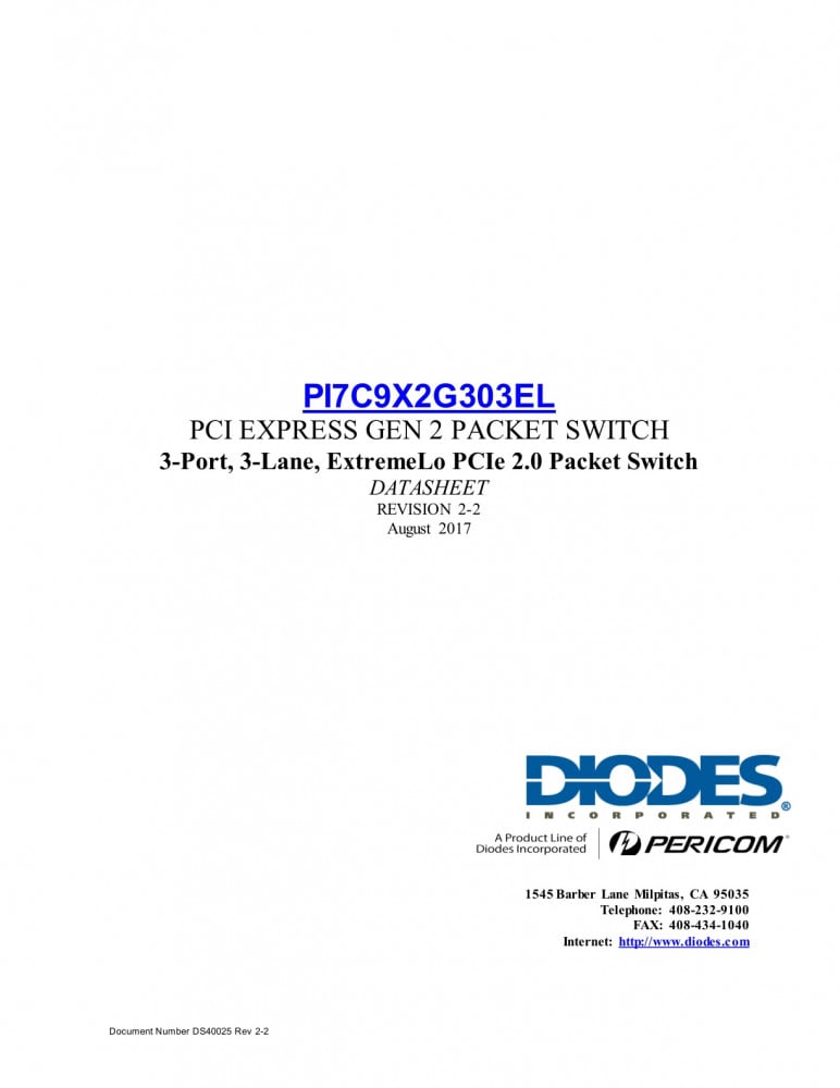 PI7C9X2G303EL datasheet page 1