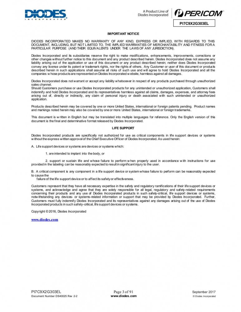 PI7C9X2G303EL datasheet page 2