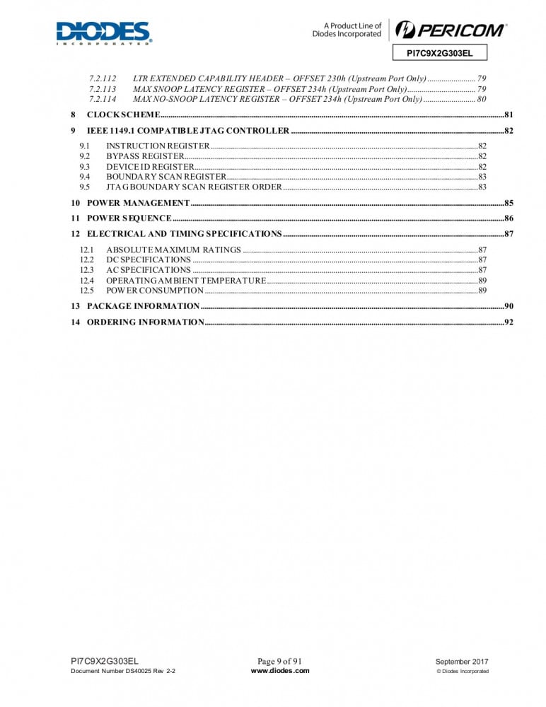 PI7C9X2G303EL datasheet page 8