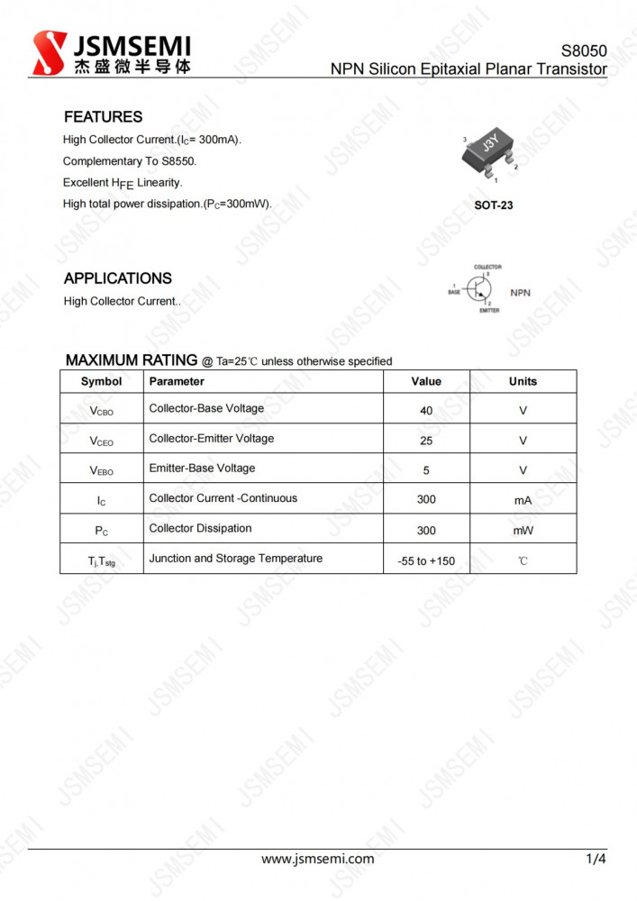 S8050-J3Y datasheet page 1