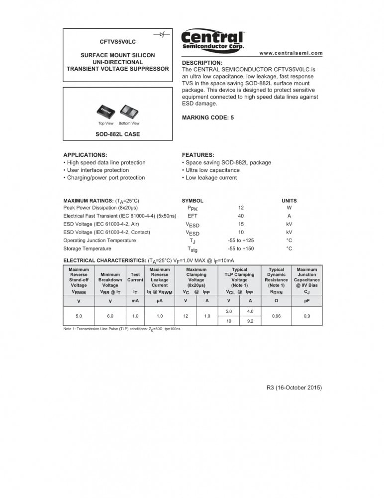 CFTVS5V0LC datasheet page 1