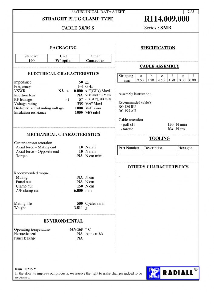 Radiall R114009000 technical document, page 2