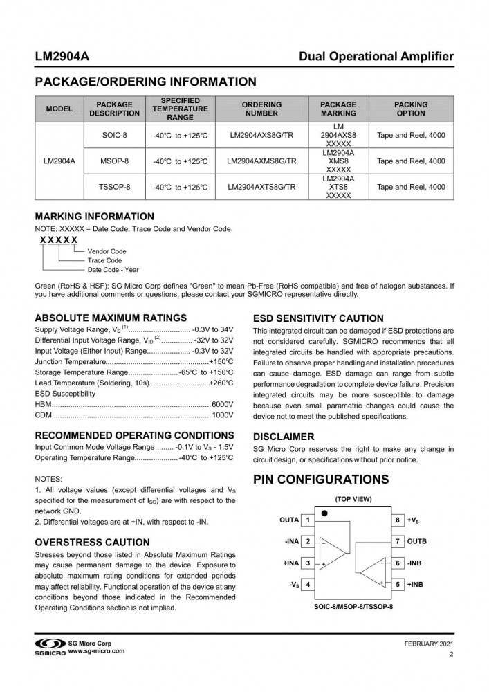 LM2904A datasheet page 2