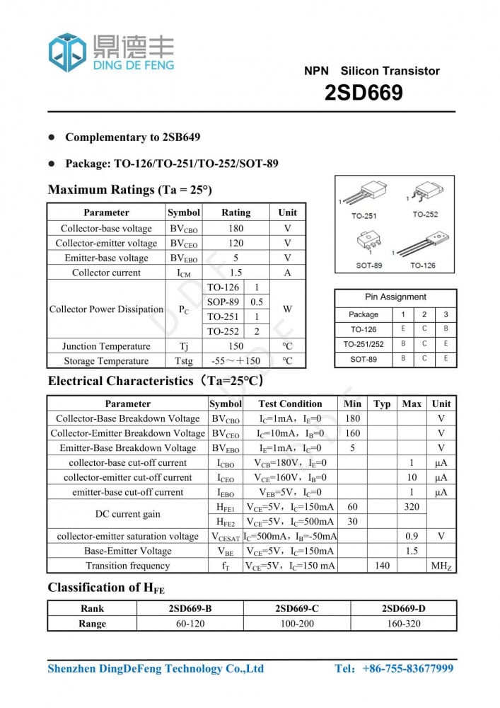 2SD669-SOT-89 datasheet page