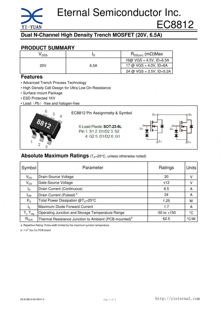 EC8812 datasheet page 1