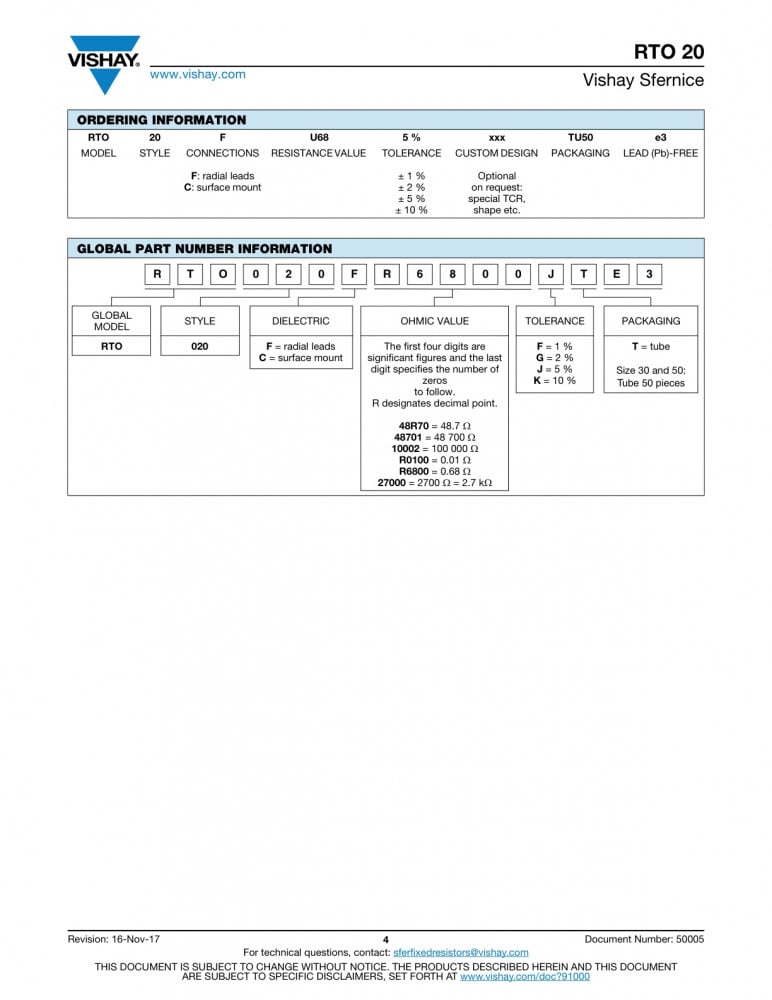 RTO020F100R0JTE3 datasheet page 4