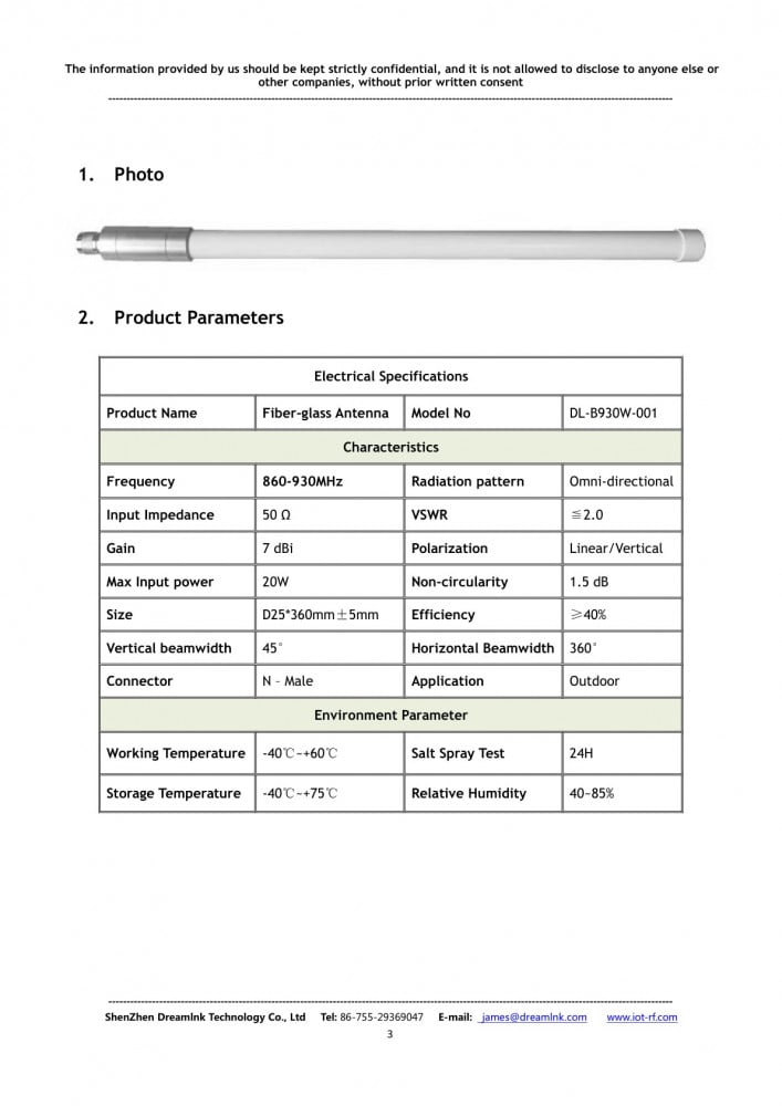 DL-B930W-001 specification page 3