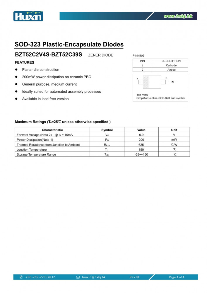 BZT52C6V2S datasheet page 1