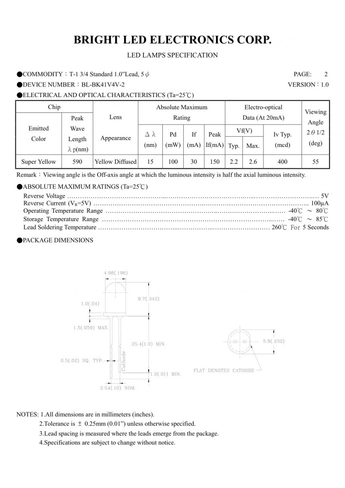 BL-BK41V4V-2 specification sheet page 1