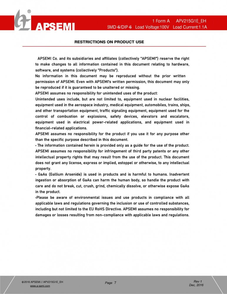 APV215G1EH datasheet page 7